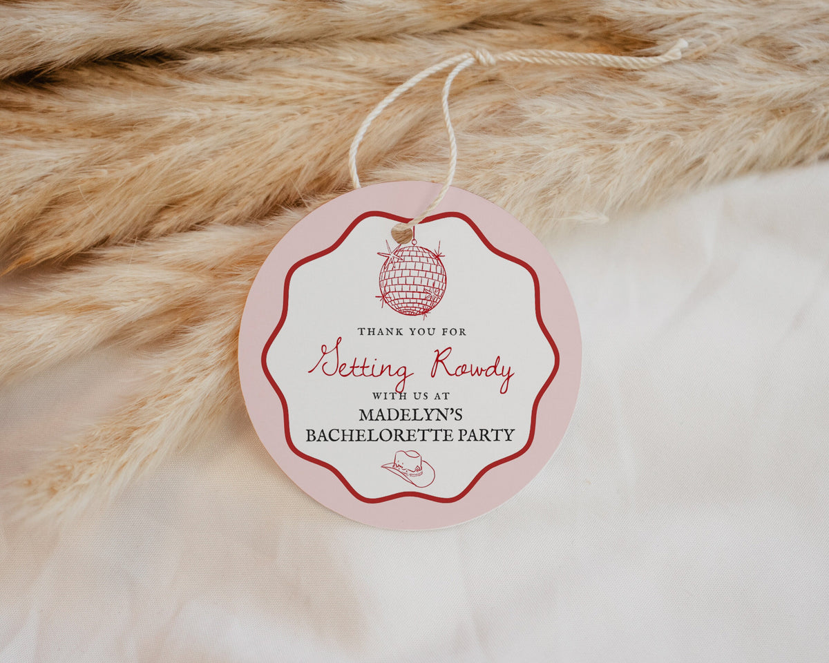 Disco Cowgirl Circle Tag Printable Template – Wilde Peach Party