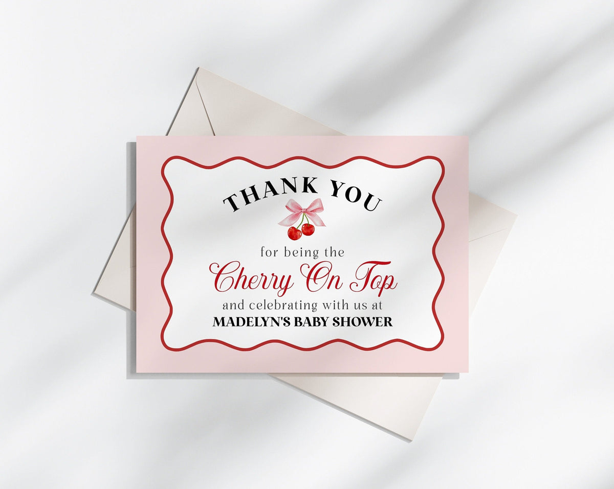 Cherry Sweet Thank You Card Printable Template – Wilde Peach Party