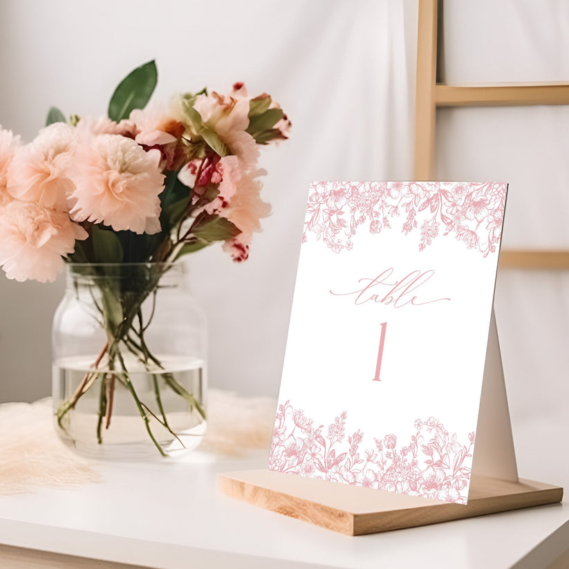 Pink Chinoiserie Table Number Cards Printable Template – Wilde Peach Party