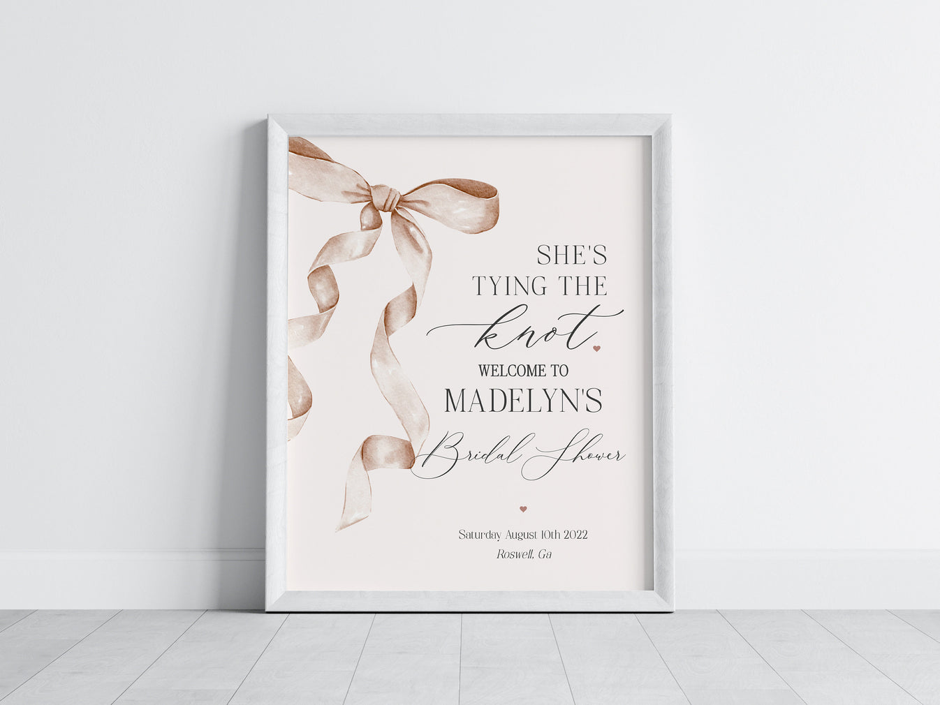 Beige Bow Bridal Shower Welcome Sign Printable Template – Wilde Peach Party