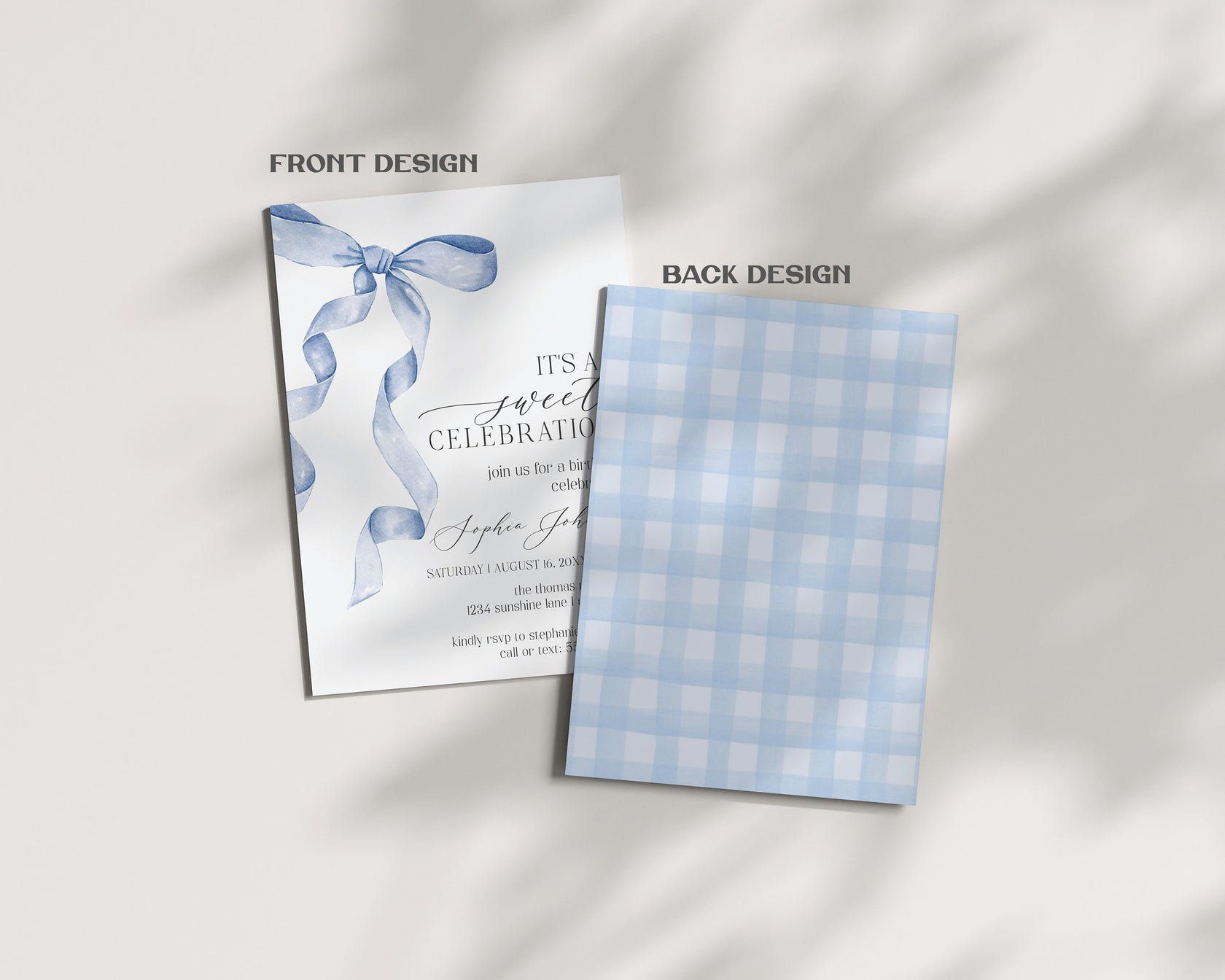 Blue Bow Birthday Invitation Printable Template – Wilde Peach Party