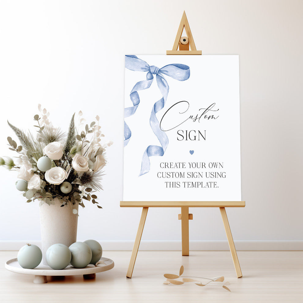 Blue Bow Custom Sign Printable Template – Wilde Peach Party