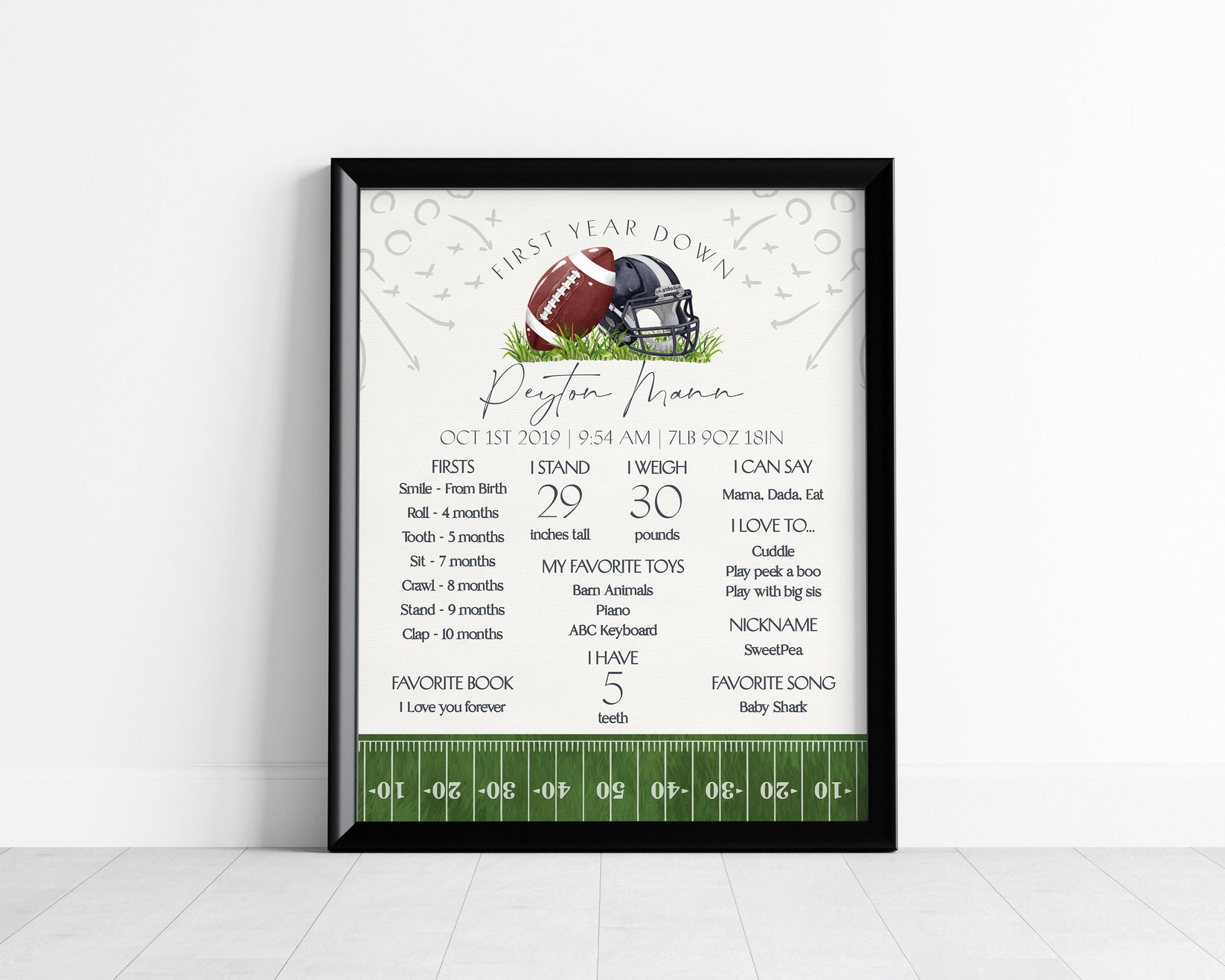 Football First Year Down Milestone Sign Printable Template – Wilde ...