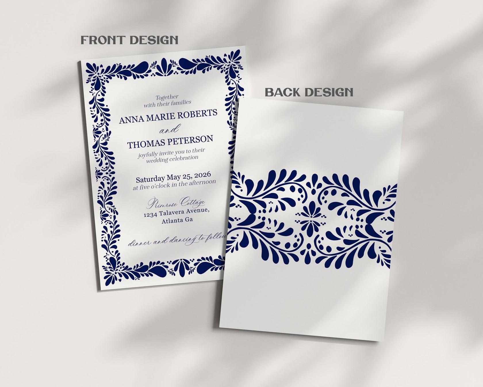 Blue Talavera Wedding Invitation Printable Template – Wilde Peach Party