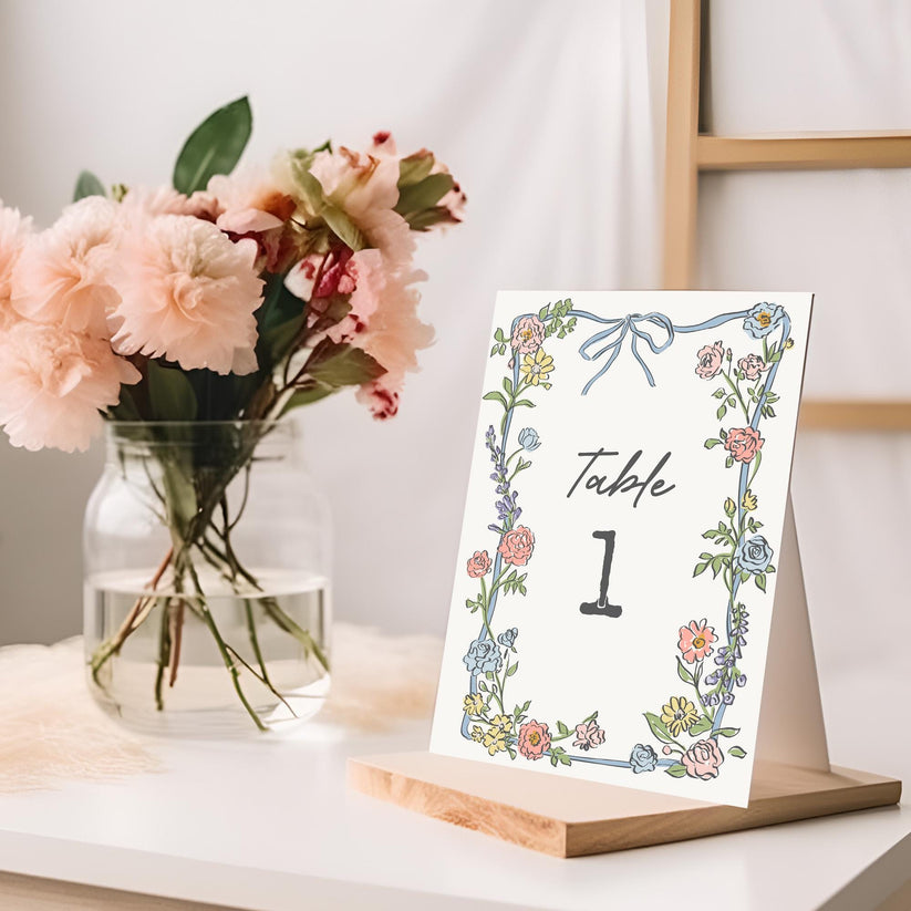 Pastel Garden Party Table Number Cards Template – Wilde Peach Party