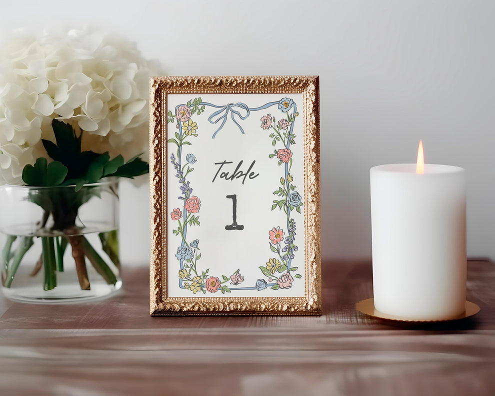 Pastel Garden Party Table Number Cards Template – Wilde Peach Party