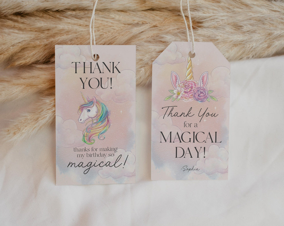 Magical Unicorn Birthday Favors Tags Printable Template – Wilde Peach Party