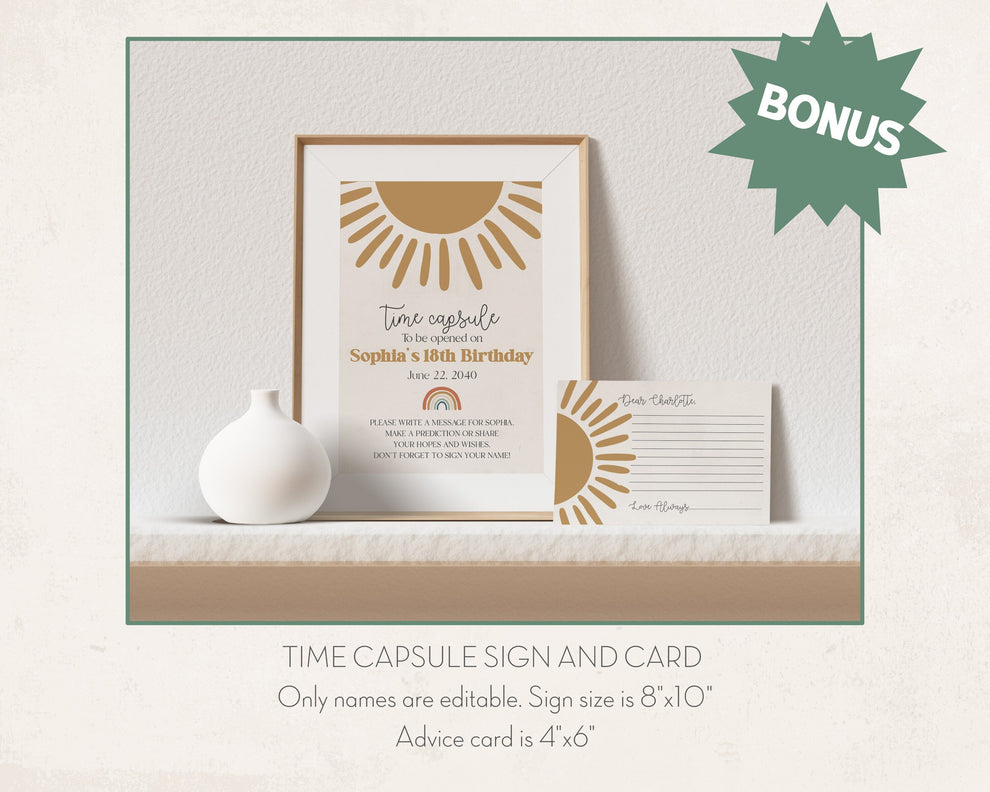 Sunshine Boho Rainbow First Birthday Bundle Printable Template – Wilde ...