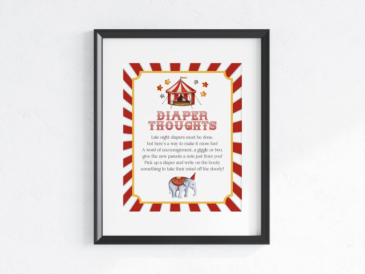 Circus Diaper Thoughts Sign Printable Template – Wilde Peach Party