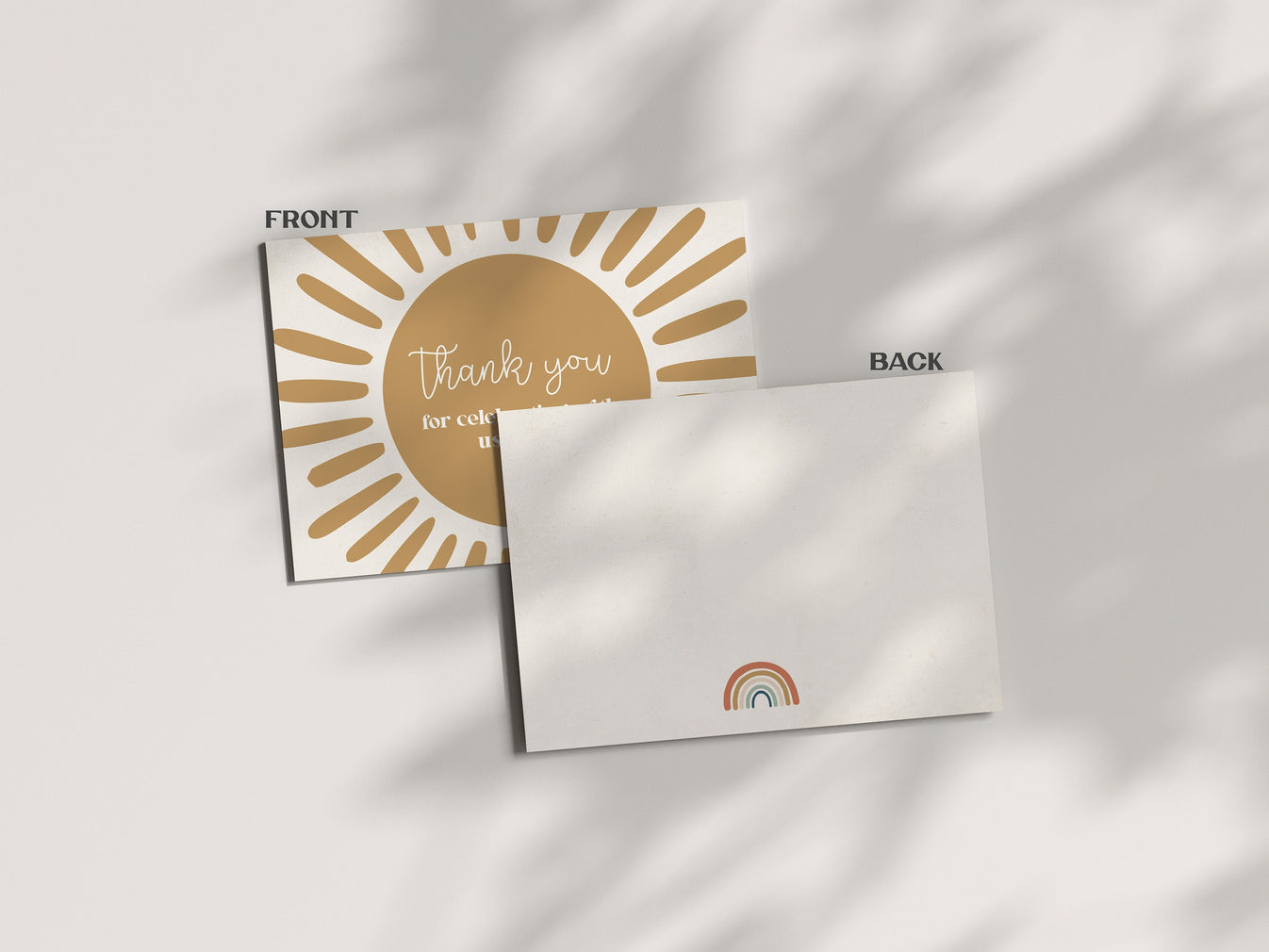 Sunshine Boho Rainbow Thank You Card Printable Template – Wilde Peach Party