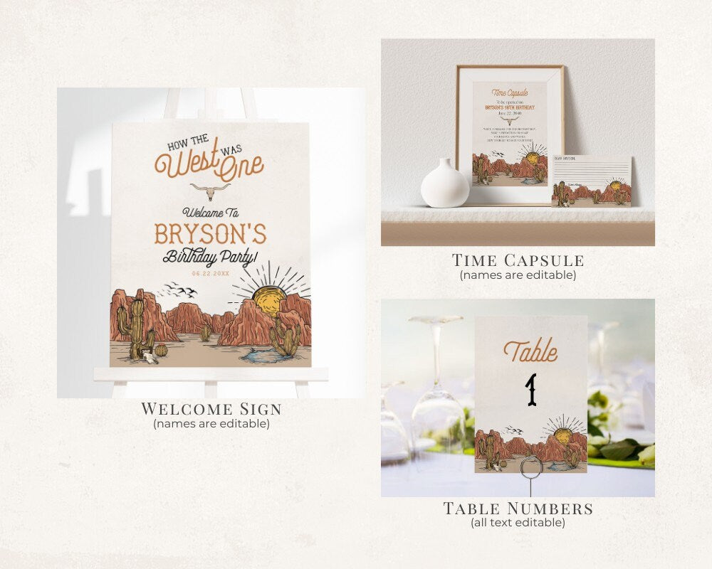 Wild West First Birthday Bundle Printable Template – Wilde Peach Party