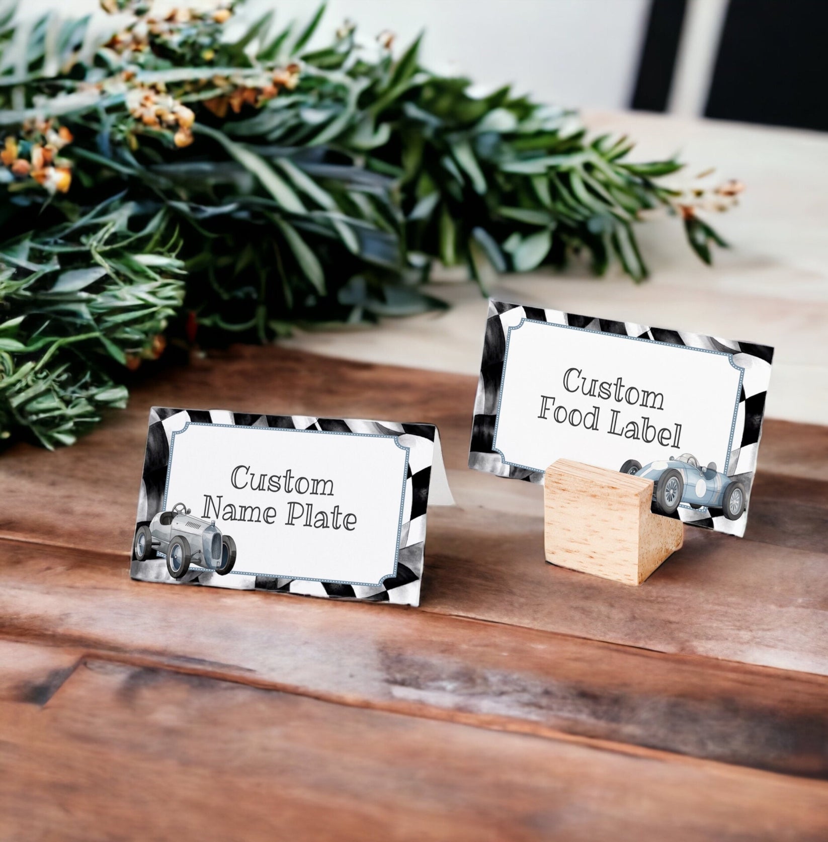 Blue Race Car Place Cards Printable Template – Wilde Peach Party