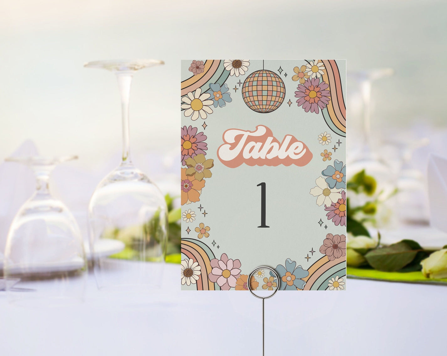 Groovy Floral Table Number Cards Printable Template – Wilde Peach Party