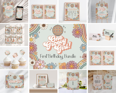 Groovy Floral Baby Shower Cupcake Toppers Printable Template – Wilde ...