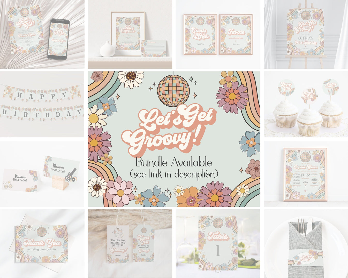 Groovy Floral Table Number Cards Printable Template – Wilde Peach Party