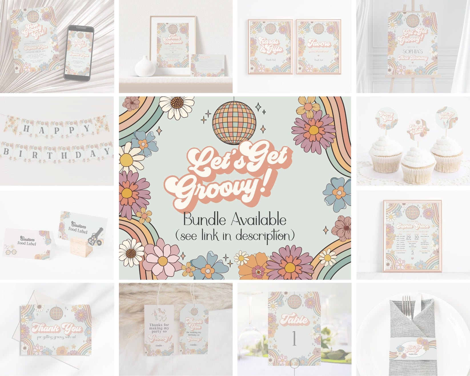 Groovy Floral Table Number Cards Printable Template – Wilde Peach Party