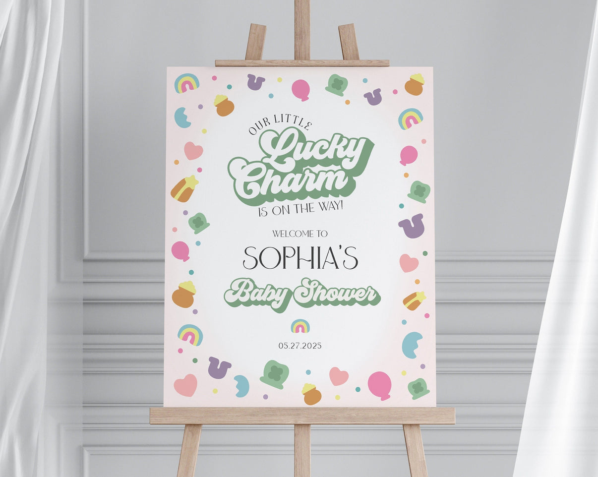 Lucky Charms Baby Shower Welcome Sign Template – Wilde Peach Party