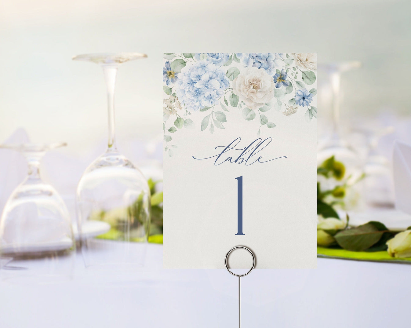 Blue Floral Table Number Cards Printable Template – Wilde Peach Party