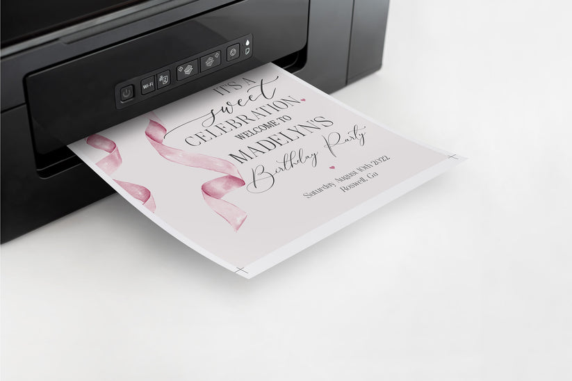 Pink Bow Baby Shower Welcome Sign Printable Template – Wilde Peach Party