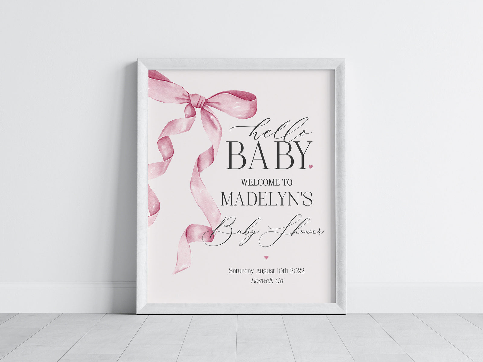 Pink Bow Baby Shower Welcome Sign Printable Template – Wilde Peach Party