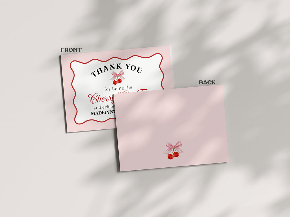 Cherry Sweet Thank You Card Printable Template – Wilde Peach Party
