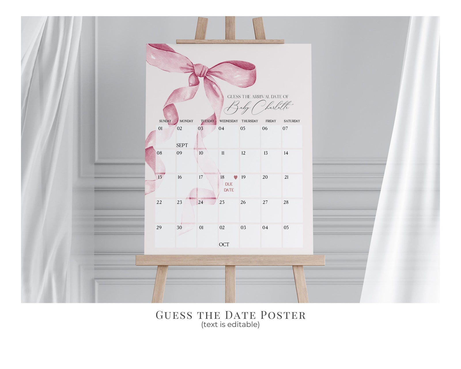 Pink Bow Baby Shower Bundle Printable Template – Wilde Peach Party