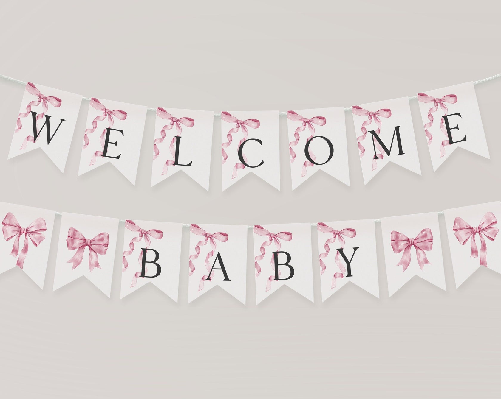 Pink Bow Baby Shower Banner Printable Template – Wilde Peach Party